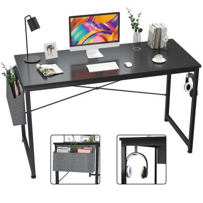 China 47 Inch Home Office Computer Desk with Storage Bag 23.8D x 28H Black MDF for sale