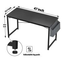 China 47 Inch Home Office Computer Desk with Storage Bag 23.8D x 28H Black MDF for sale