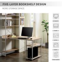 China 28.74 Inch Height Home Office Writing Desk with Shelves Oak MDF Metal Frame 220 lbs Capacity for sale