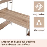 China 28.74 Inch Height Home Office Writing Desk with Shelves Oak MDF Metal Frame 220 lbs Capacity for sale