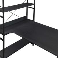 China MDF Board Computer Desk with Bookshelf 28.74H Black 220 lbs Load Capacity for sale