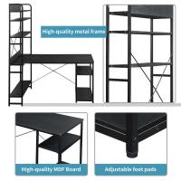 China MDF Board Computer Desk with Bookshelf 28.74H Black 220 lbs Load Capacity for sale