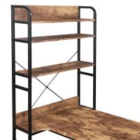 China Metal Frame MDF Board Home Office Computer Desk with Bookshelf 28.74 Inch Height Brown for sale