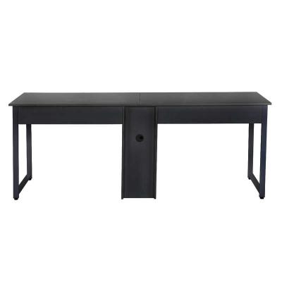 China Black 300LBS Capacity 2 Person Computer Desk with Storage Shelf and Cable Management for sale