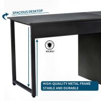 China Black 300LBS Capacity 2 Person Computer Desk with Storage Shelf and Cable Management for sale