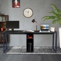 China Black 300LBS Capacity 2 Person Computer Desk with Storage Shelf and Cable Management for sale
