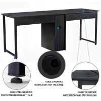 China Black 300LBS Capacity 2 Person Computer Desk with Storage Shelf and Cable Management for sale