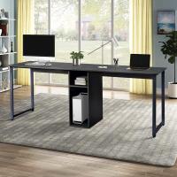 China Black 300LBS Capacity 2 Person Computer Desk with Storage Shelf and Cable Management for sale