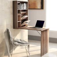China 23.6in W Oak Folding Bookcase Desk 36lbs Space Saving Melamine Board for sale