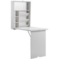China White 59“H 6.2“D Folding Home Office Computer Table With Shelves for sale