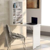 China White 59“H 6.2“D Folding Home Office Computer Table With Shelves for sale