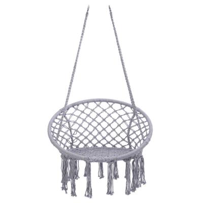 China Swing Max 330 Lbs Cotton Rope Hanging Hammock Chair for Indoor Outdoor Gray 32x24x47 Inches for sale