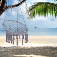 China Swing Max 330 Lbs Cotton Rope Hanging Hammock Chair for Indoor Outdoor Gray 32x24x47 Inches for sale