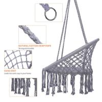 China Swing Max 330 Lbs Cotton Rope Hanging Hammock Chair for Indoor Outdoor Gray 32x24x47 Inches for sale