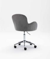 China Gray Velvet Swivel Office Chair with Adjustable Height and Silver Base 8.6KGS for sale