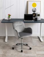 China Gray Velvet Swivel Office Chair with Adjustable Height and Silver Base 8.6KGS for sale