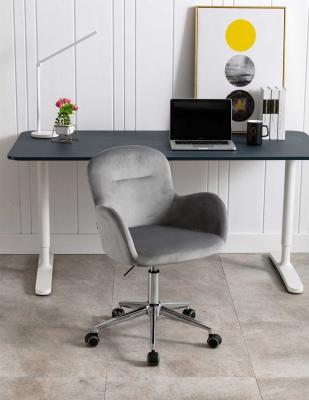 China Gray Velvet Swivel Office Chair with Adjustable Height and Silver Base 8.6KGS for sale