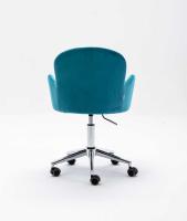 China Blue Velvet Swivel Office Chair 360 Degree Adjustable Height Desk Chair for sale