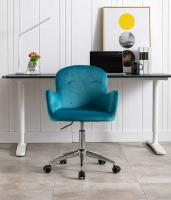 China Blue Velvet Swivel Office Chair 360 Degree Adjustable Height Desk Chair for sale
