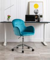 China Blue Velvet Swivel Office Chair 360 Degree Adjustable Height Desk Chair for sale