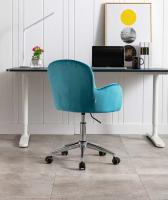 China Blue Velvet Swivel Office Chair 360 Degree Adjustable Height Desk Chair for sale