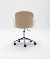 China Beige Velvet Swivel Office Chair 8.6KGS 360 Degree Adjustable Lift Tomile Occasional Chair for sale