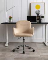 China Beige Velvet Swivel Office Chair 8.6KGS 360 Degree Adjustable Lift Tomile Occasional Chair for sale