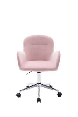 China Peach Velvet Swivel Office Chair with 360 Degree Adjustable Lift and Casters for sale