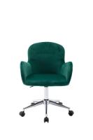 China Green Velvet Swivel Office Chair with Sloped Arms Padded Seat Silver Base 360 Degree for sale