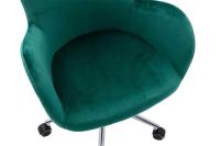 China Green Velvet Swivel Office Chair with Sloped Arms Padded Seat Silver Base 360 Degree for sale