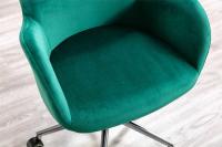 China Green Velvet Swivel Office Chair with Sloped Arms Padded Seat Silver Base 360 Degree for sale
