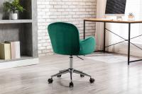 China Green Velvet Swivel Office Chair with Sloped Arms Padded Seat Silver Base 360 Degree for sale