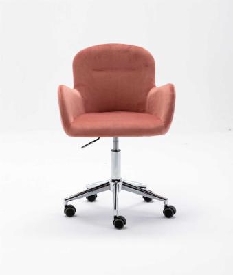 China Modern Leisure Pink Velvet Swivel Chair with Silver Base 8.6KGS for sale
