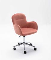 China Modern Leisure Pink Velvet Swivel Chair with Silver Base 8.6KGS for sale