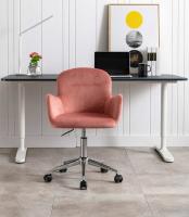 China Modern Leisure Pink Velvet Swivel Chair with Silver Base 8.6KGS for sale