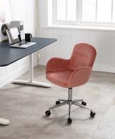 China Modern Leisure Pink Velvet Swivel Chair with Silver Base 8.6KGS for sale