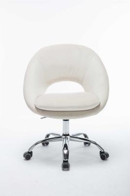 China White Velvet Office Chair with Golden Base 18.9 inch Seat Depth Swivel Desk Chair for sale