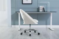 China White Velvet Office Chair with Golden Base 18.9 inch Seat Depth Swivel Desk Chair for sale