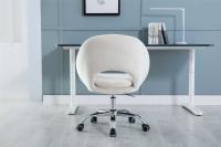 China White Velvet Office Chair with Golden Base 18.9 inch Seat Depth Swivel Desk Chair for sale
