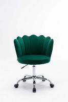 China Tomile Curved Backrest Seashell Office Chair Green Velvet Silver Base 8.2kg for sale
