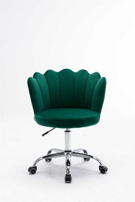 China Tomile Curved Backrest Seashell Office Chair Green Velvet Silver Base 8.2kg for sale