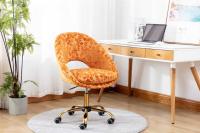 China Orange Velvet Swivel Office Chair 360 Degree Adjustable Height 18.90 Inch Seat for sale