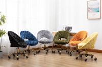 China Orange Velvet Swivel Office Chair 360 Degree Adjustable Height 18.90 Inch Seat for sale