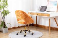 China Orange Velvet Swivel Office Chair 360 Degree Adjustable Height 18.90 Inch Seat for sale