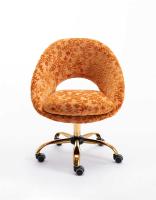 China Orange Velvet Swivel Office Chair 360 Degree Adjustable Height 18.90 Inch Seat for sale