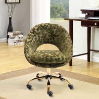 China Green Velvet Swivel Office Chair 18.9in Depth Golden Base Adjustable Seat for sale