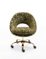 China Green Velvet Swivel Office Chair 18.9in Depth Golden Base Adjustable Seat for sale