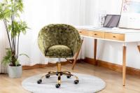 China Green Velvet Swivel Office Chair 18.9in Depth Golden Base Adjustable Seat for sale