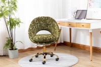 China Green Velvet Swivel Office Chair 18.9in Depth Golden Base Adjustable Seat for sale