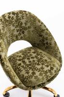 China Green Velvet Swivel Office Chair 18.9in Depth Golden Base Adjustable Seat for sale